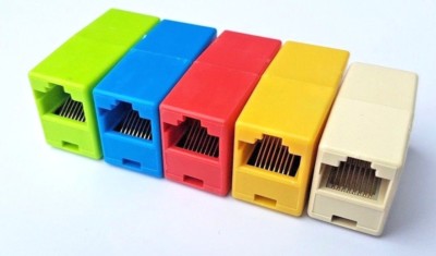 5X Colours RJ45 joiners/cable extenders for Cat5, Cat5e. Cat6 cables ...