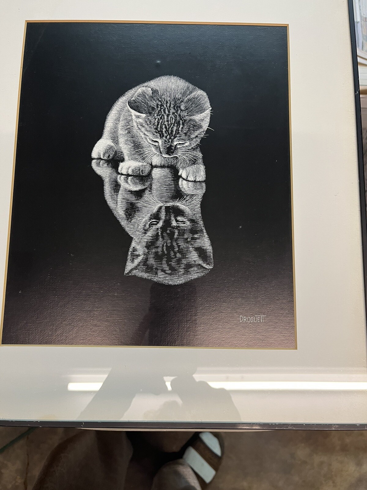 Vintage 1976 Rudy Droguett Kitten Cat “Reflections” Wall Art Metal ...