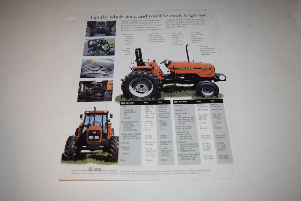 AGCO Allis 8745 8765 Tractor Sales Brochure | eBay