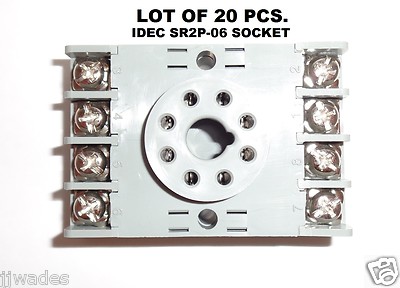 LOT OF 20 IDEC SR2P-06 SOCKET RELAY BASE 8 PIN / 8 TERMINALS 10A 300V ...