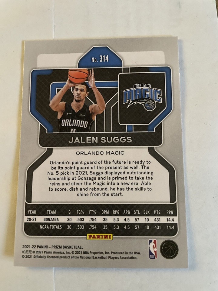 Jalen Suggs 2021-22 Panini Prizm - (RC) Rookie Base #314 Orlando Magic ...