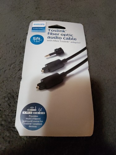 Philips 5' Toslink Digital Fiber Optic Cable with Mini Adapter - Black ...