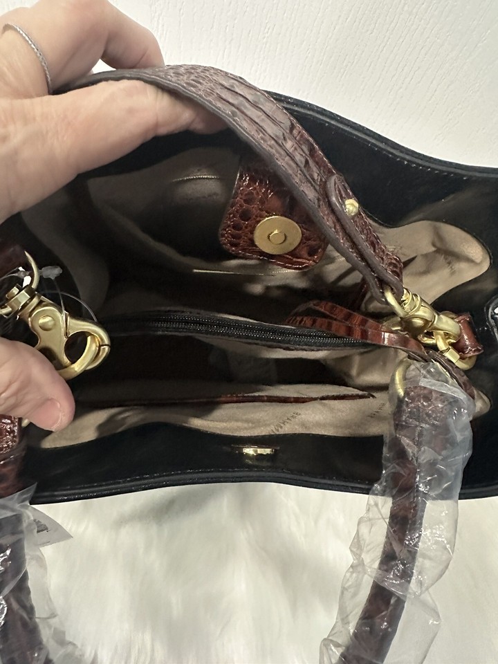 Brahmin Amelia bucket Bag in Black Quincy and Pecan Whitney NWT | eBay