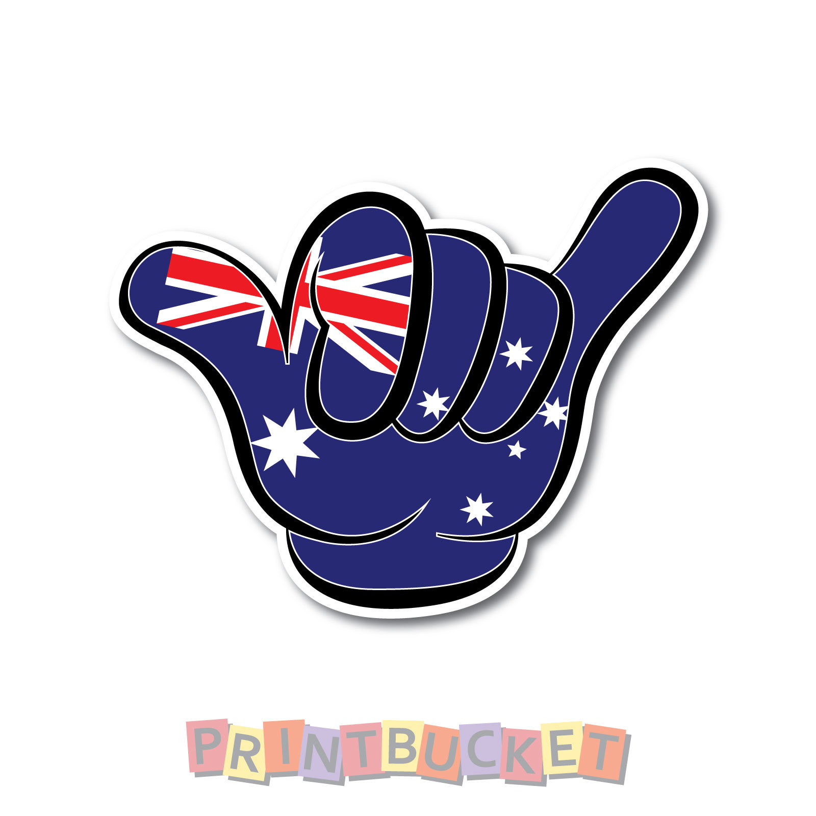 Australia Shaka Hang Loose sticker 130mm quality waterproof vinyl no ...