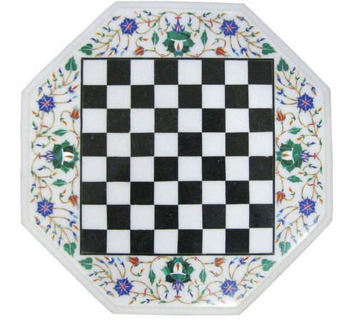 12"x12" Marble Coffee Chess Table Top Rare Marquetry Art Inlay Work ...