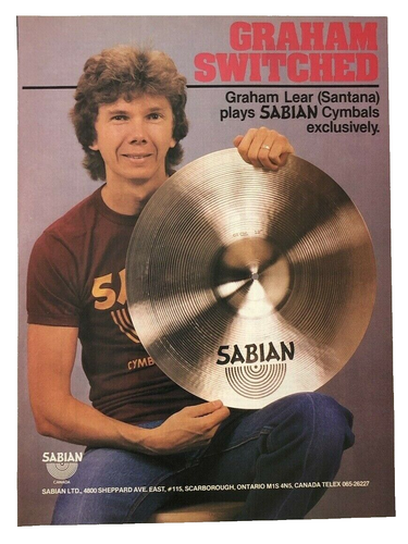 Graham Lear - Santana - Gino Vanelli - SABIAN - Print Ad 1983 | eBay