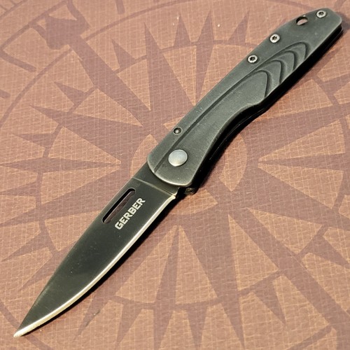 GERBER Knife Frame Lock Lightweight Super Thin Black Oxide Blade ...