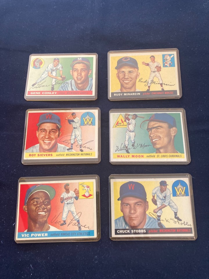 Lot of 6 1955 Topps baseball cards EX Power Minarcin Sievers Stobbs ...