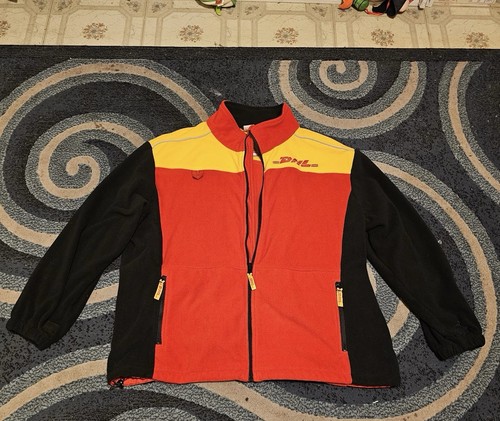 DHL Delivery Fleece Jacket Vintage Men’s 3XL Red Full Zip Fleece Long ...