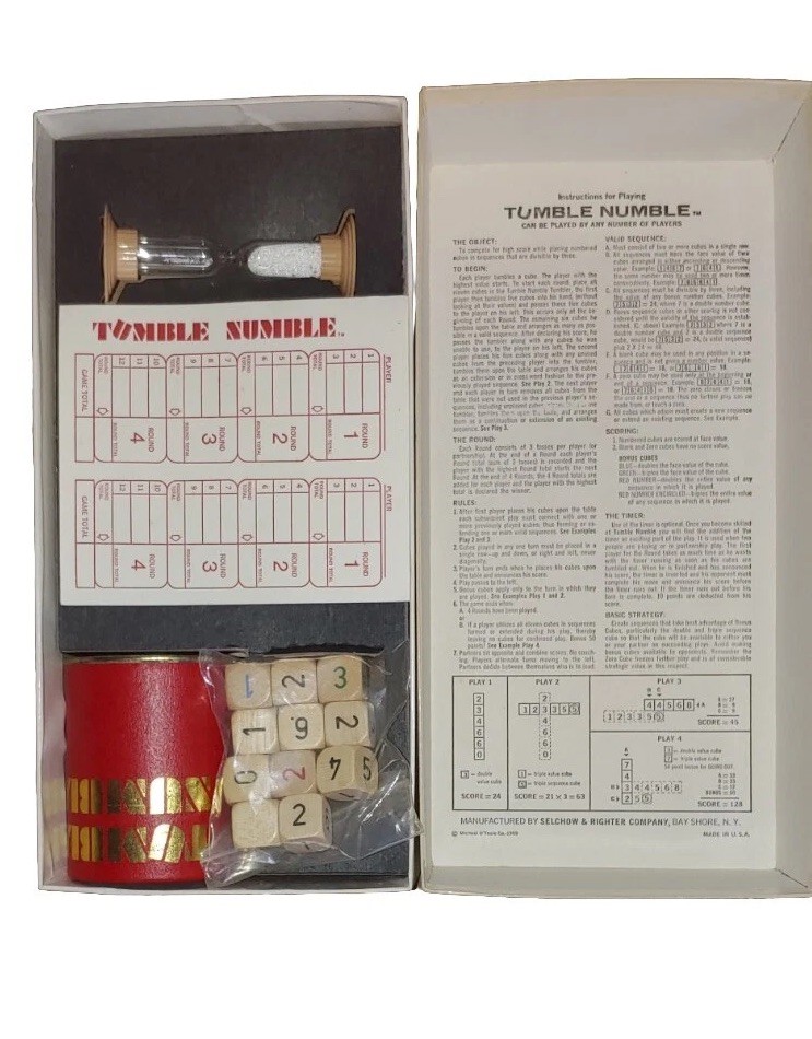 Vintage 1969 Selchow & Righter TUMBLE NUMBLE game in original box and ...