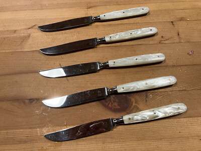 Vintage Peaso Solingen faux mother of pearl steak knives (5). Mint ...