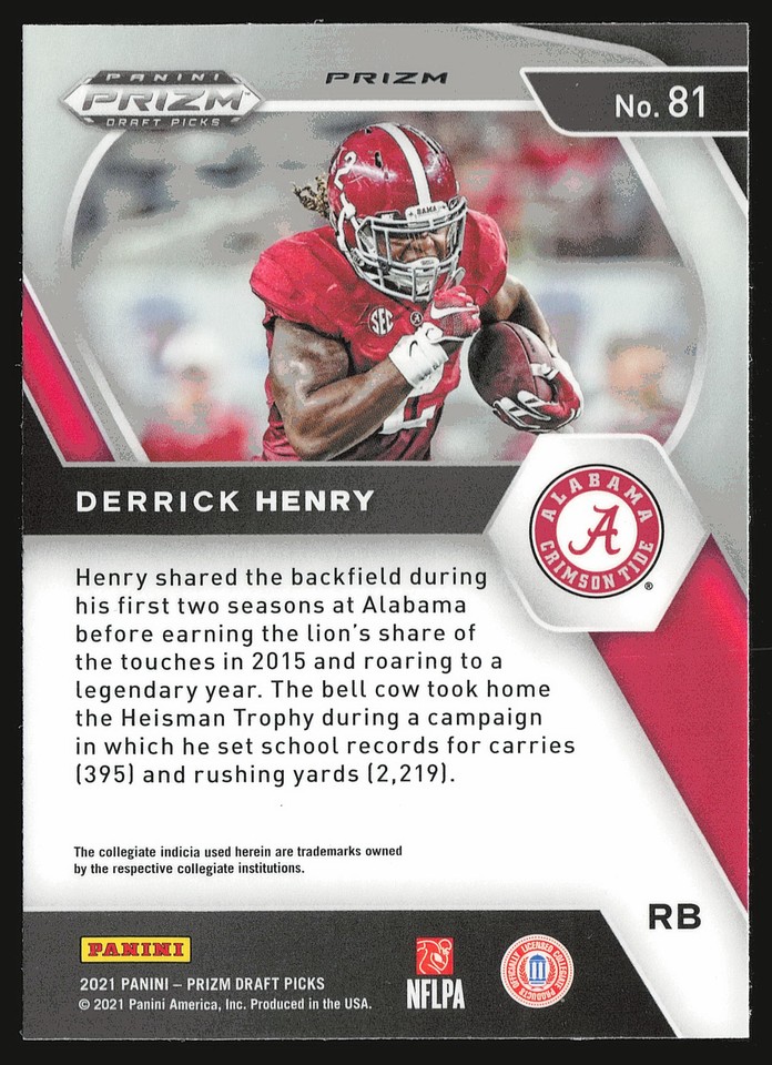 2021 Panini Prizm Draft Picks Collegiate #81 Derrick Henry Red Ice | eBay