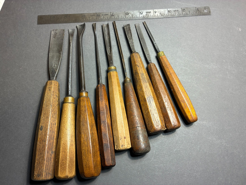 9 ANTIQUE CARVING CHISELS | eBay