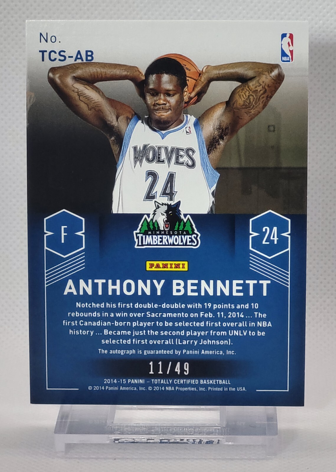 2014-15 Panini Totally Certified - Signatures #TCS-AB Anthony Bennett ...