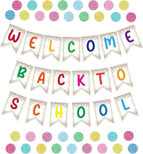 55 PCS Welcome Bulletin Board Classroom Decorations Confetti Pennants ...