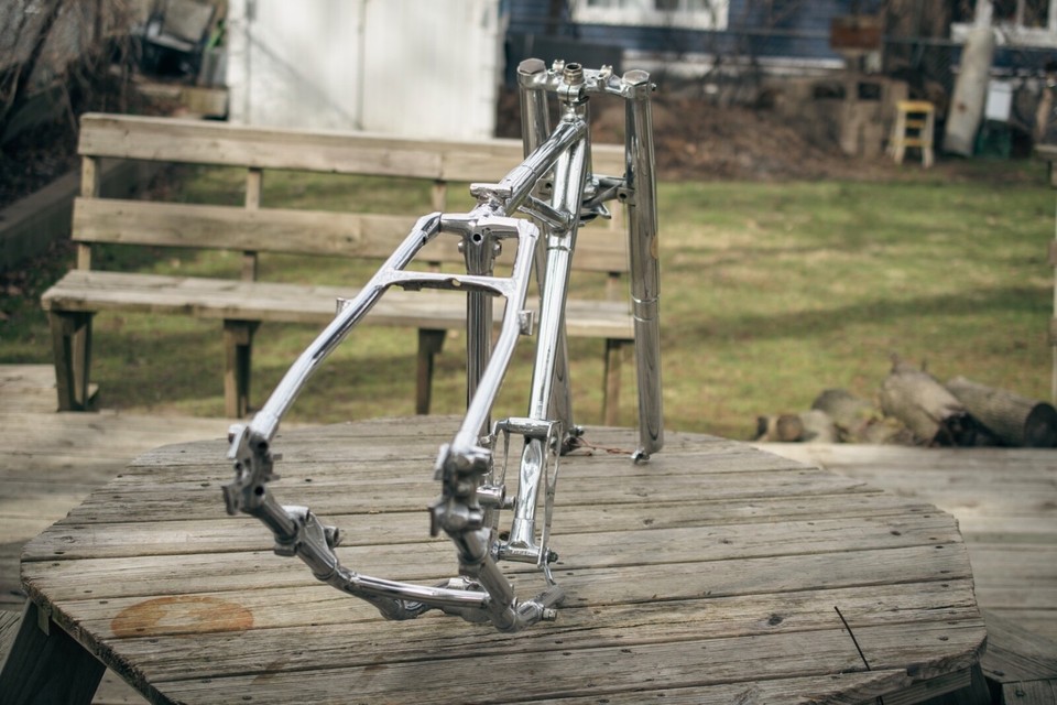 Triumph Pre Unit Rigid Chrome Frame Front End Old Show Bike MCM Chopper ...