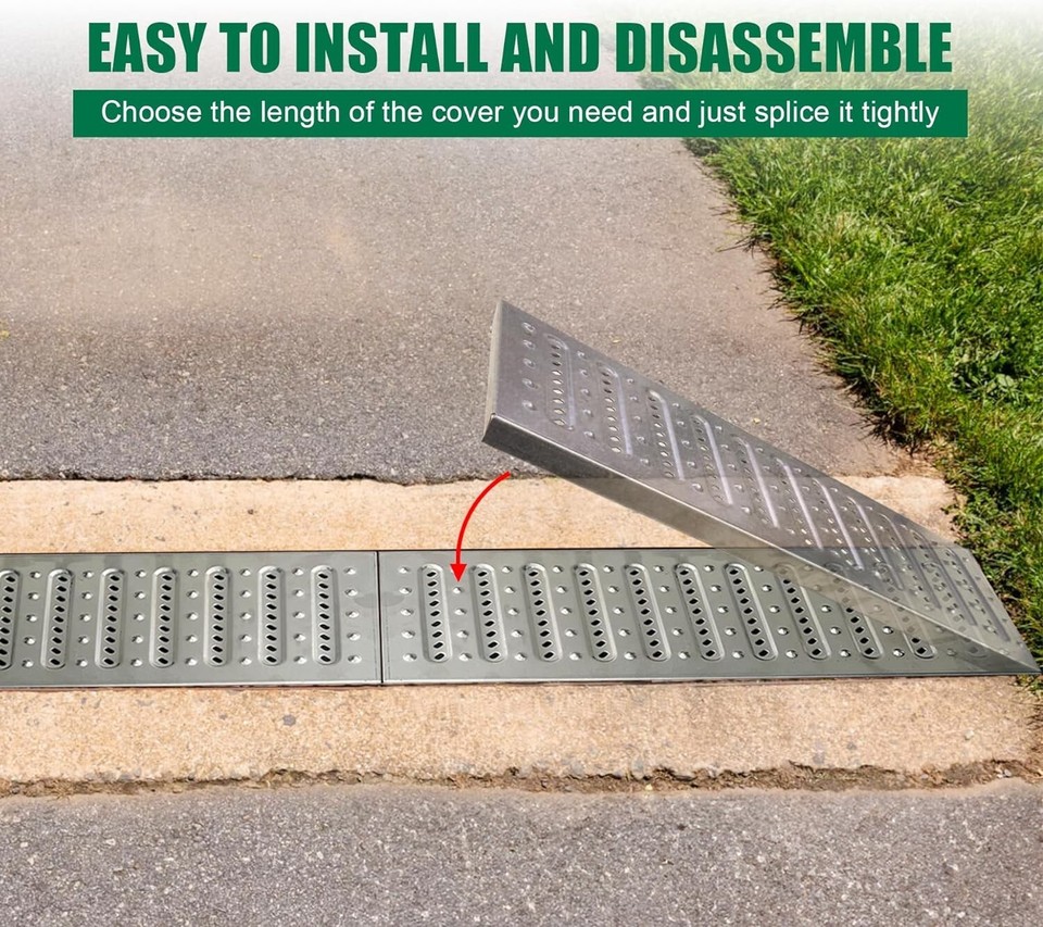 304 Stainless Steel Channel Drain Grate Cover 23x8 inch, 3 Pack Outdoor ...