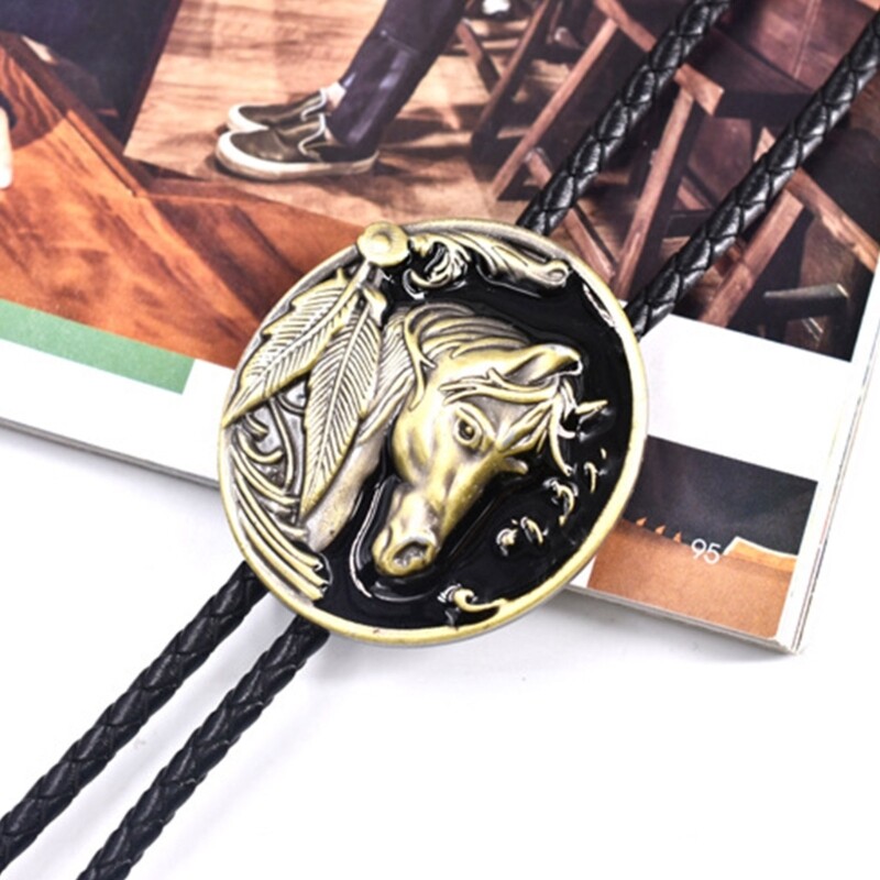 Fashion Relief Horse Buckle Bolo Tie Necklace Bolo Tie Western Cowboy ...
