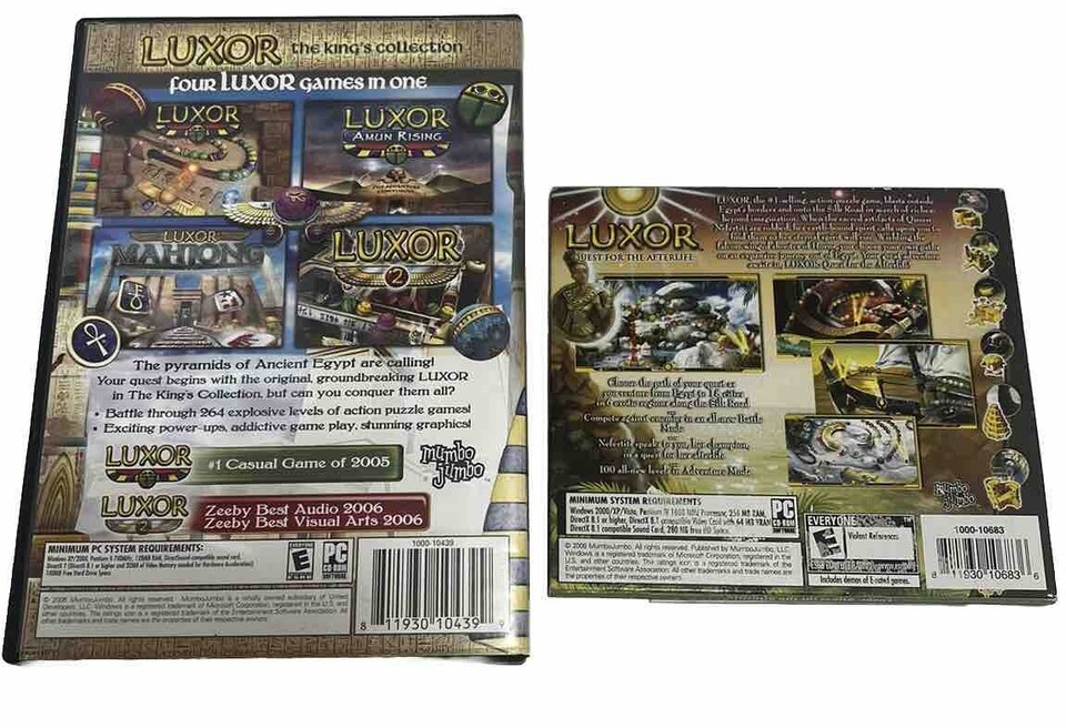 Luxor Quest for the Afterlife & The King’s Collection PC Game CD-ROM Mumbo Jumbo | eBay