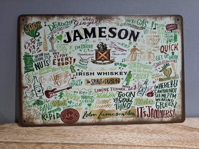 Jameson Words Vintage Style Metal Sign Man Cave Pub Shed Games Room A4 ...
