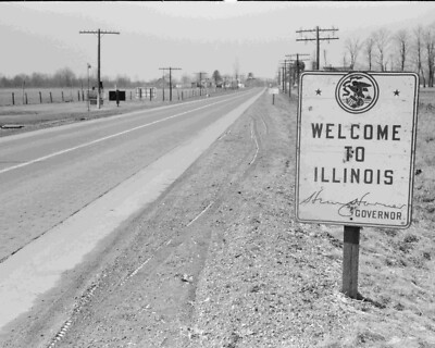 Indiana Illinois State Line welcome sign Vintage Old Photo 8.5 x 11 ...
