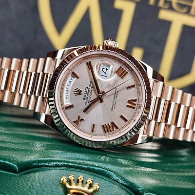MINT ROLEX DAY-DATE SUNDUST ROMAN DIAL 18K ROSE GOLD PRESIDENT OYSTER ...