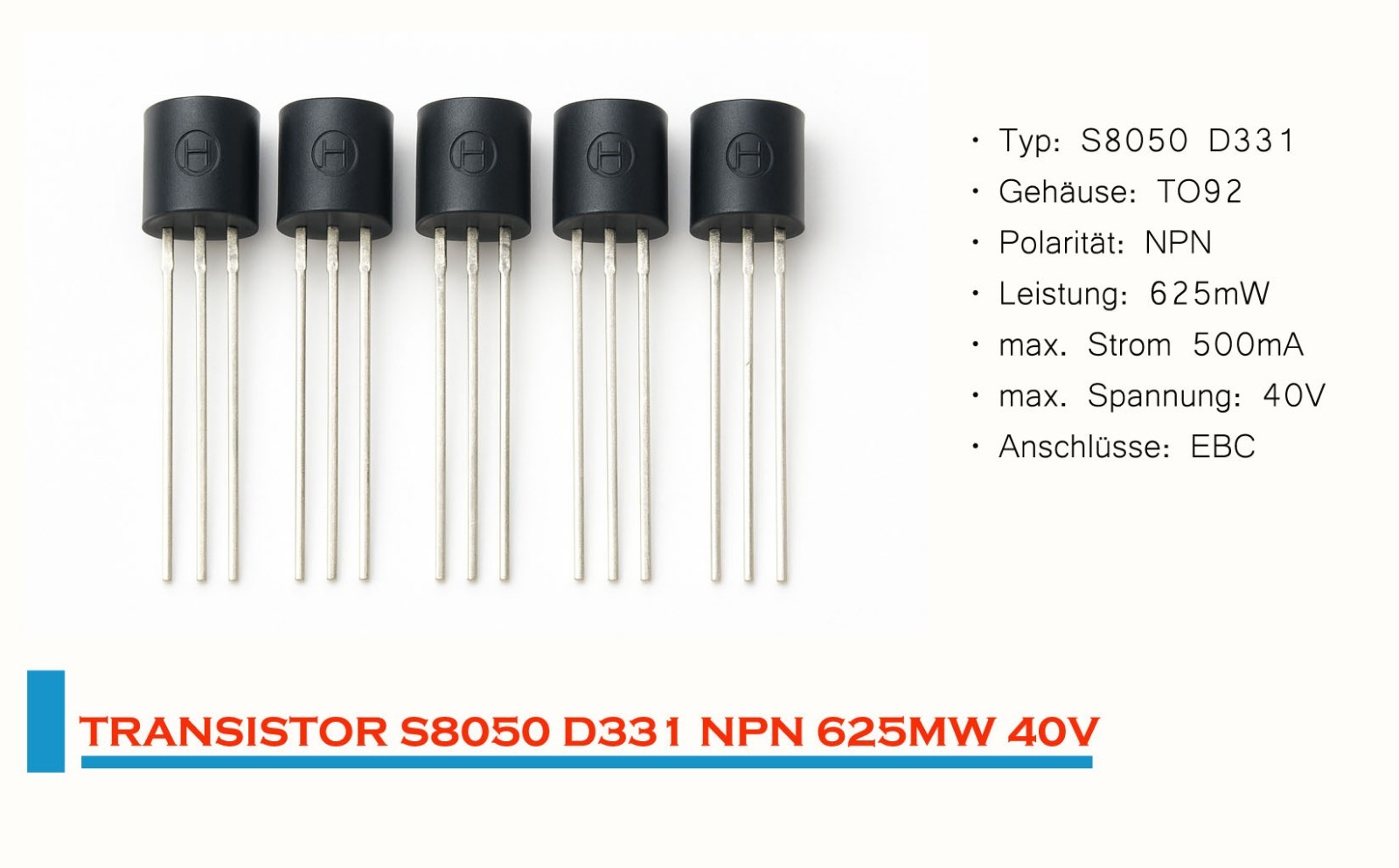 5X S8050 D331 TO-92 NPN TRANSISTOR 625MW 500MA 40V NEU | eBay.de