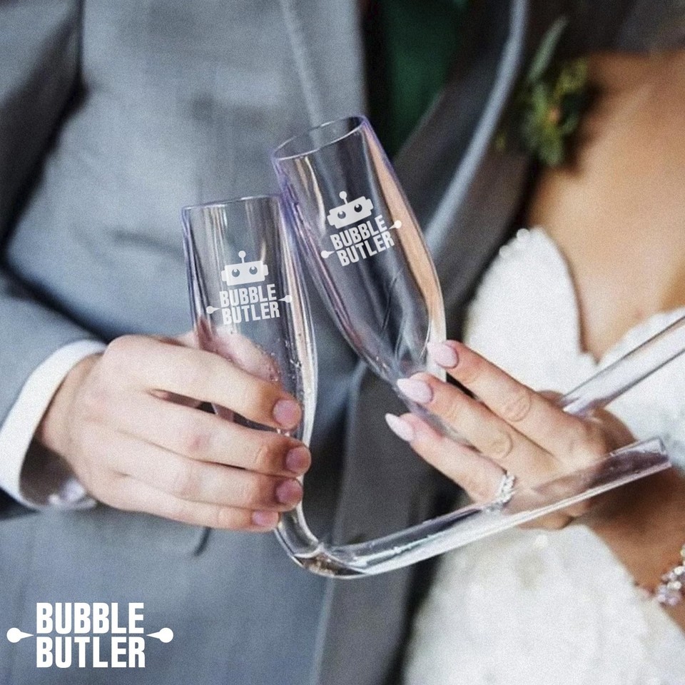 Bubble Butler Plastic Champagne Glasses (6oz) - Recyclable, Unbreakable ...