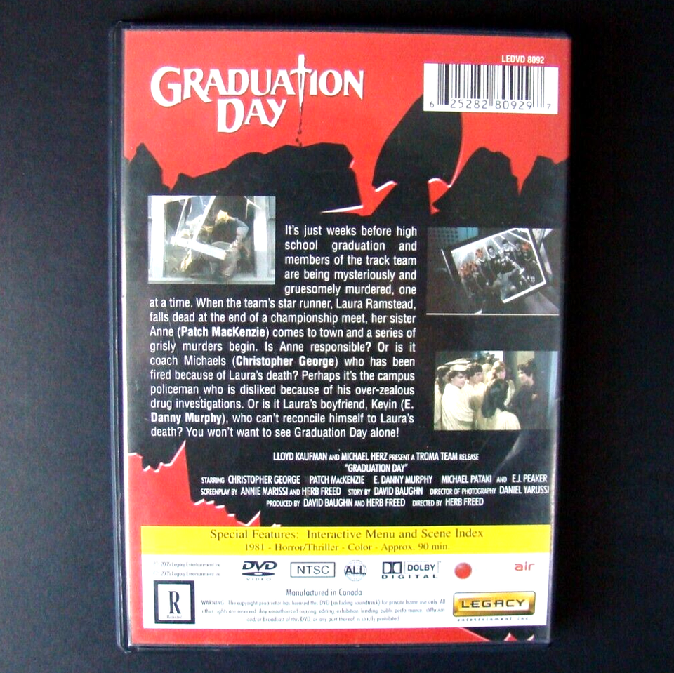 Graduation Day DVD 2005 Slasher Horror Film 1981 Very Rare HTF OOP 80s ...