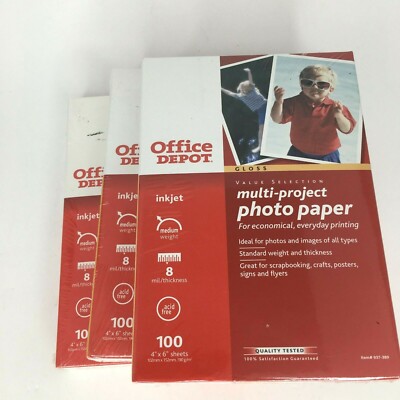 Lot Of Three Packs Of Office Depot Multi-Project Photo Paper 300 Sheets ...