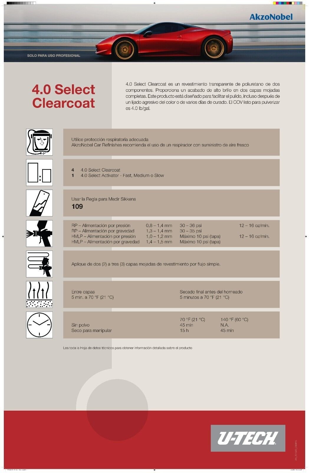 U-TECH 4.0 AkzoNobel Select UTECH Clear Coat 1.25 Gallon Kit Similar to ...