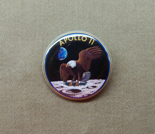 Apollo 11 logo 1.25” Button Manned Moon Mission NASA Eagle Repro USA ...