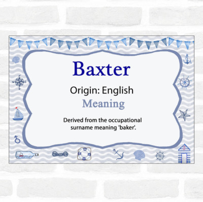 Baxter Name Meaning Nautical Certificate | eBay UK