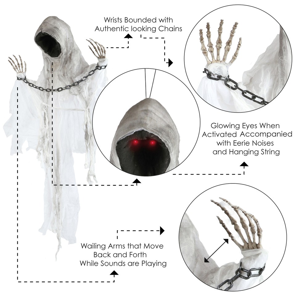 HUGE HALLOWEEN PROP FACELESS GHOUL ANIMATED SCARY SOUND ACTIVATED PARTY ...