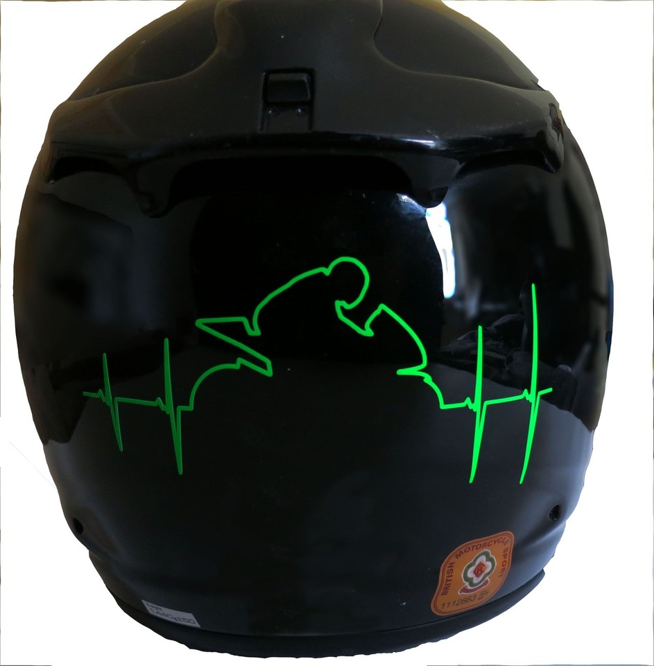 Motorcycle racer HEART BEAT RATE fluorescent green sticker decal ...