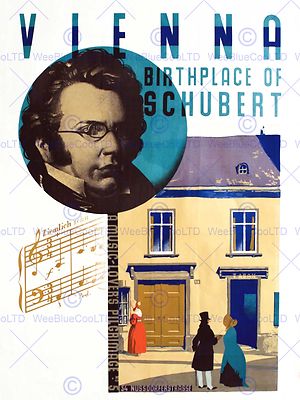 TRAVEL VIENNA AUSTRIA BIRTHPLACE SCHUBERT MUSIC FINE ART PRINT POSTER ...