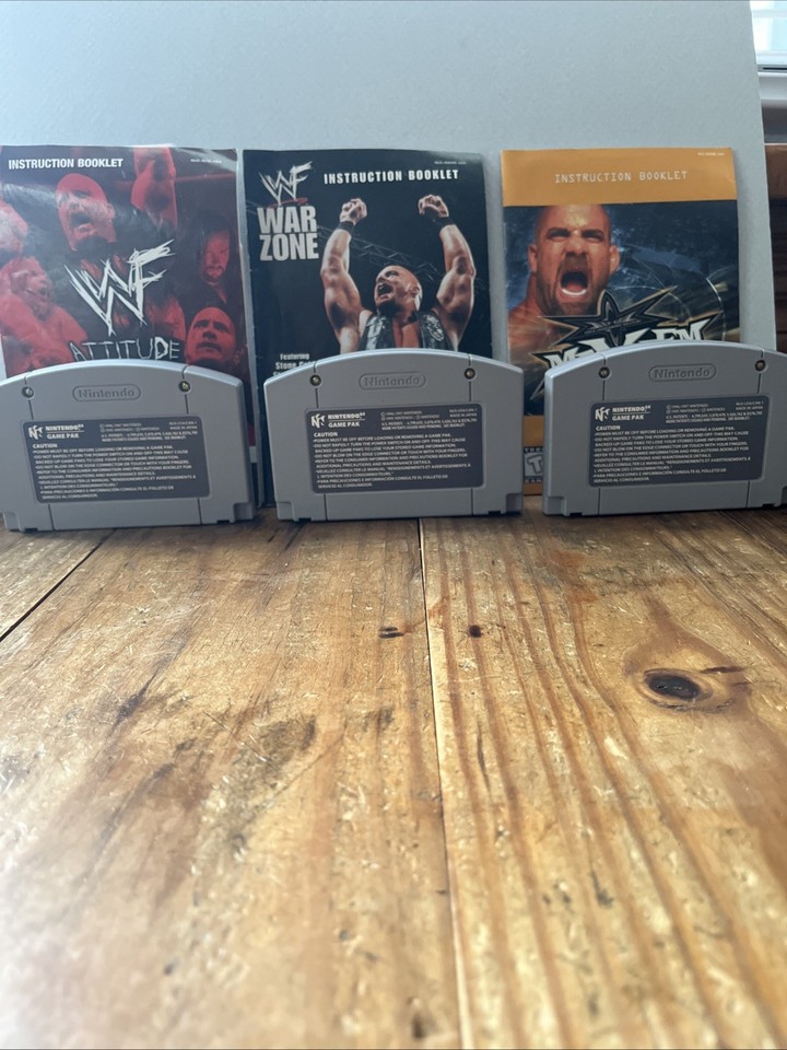 Lot of 3 Nintendo 64 N64 Video Games WWF Attitude, WWF War Zone, and ...