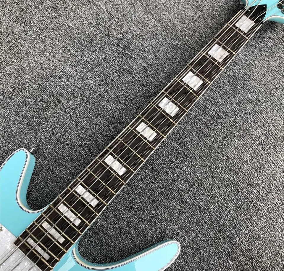 12 Strings Light Green Electric Bass Guitar Pearl Block Inlay Chrome ...