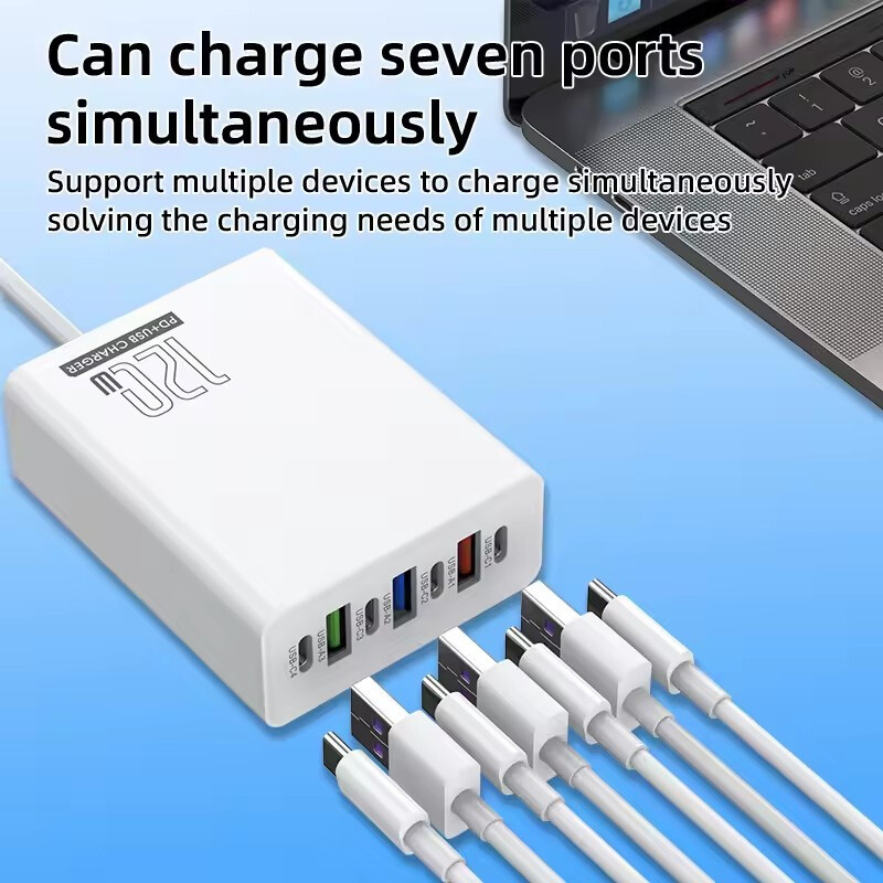 Charging Station for Multiple Device 120W 6-Port USB Charger Tower Type ...