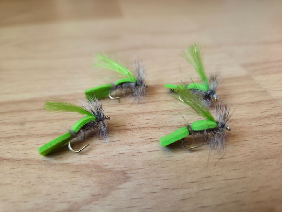 4 x Green Foam Floating Fry Fly Fishing Dry Trout Flies (DEADLY ) | eBay UK