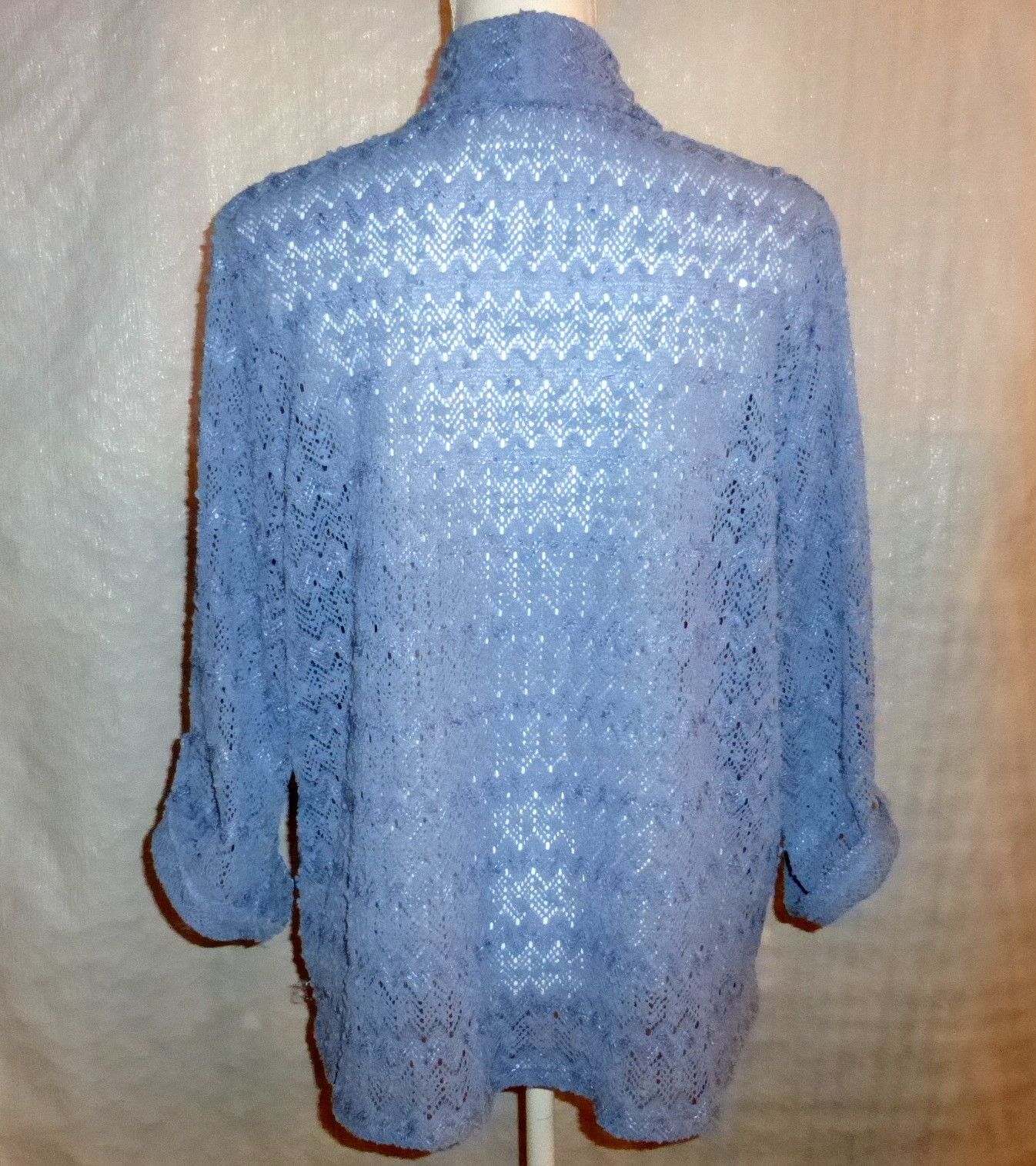 Women's Alfred Dunner Periwinkle Blue Zigzag Popcorn Knit Shrug 3/4 ...