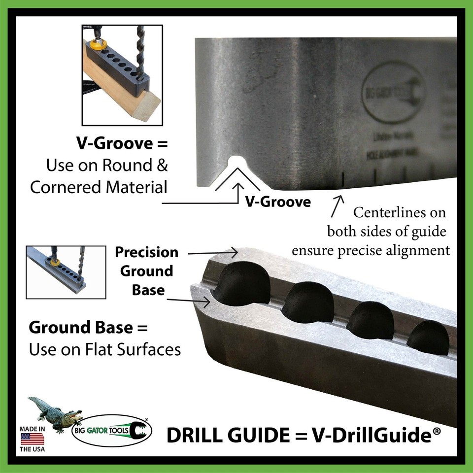 Drill guide - Helps drill gun parts, barrels, pistols, sites, slings ...