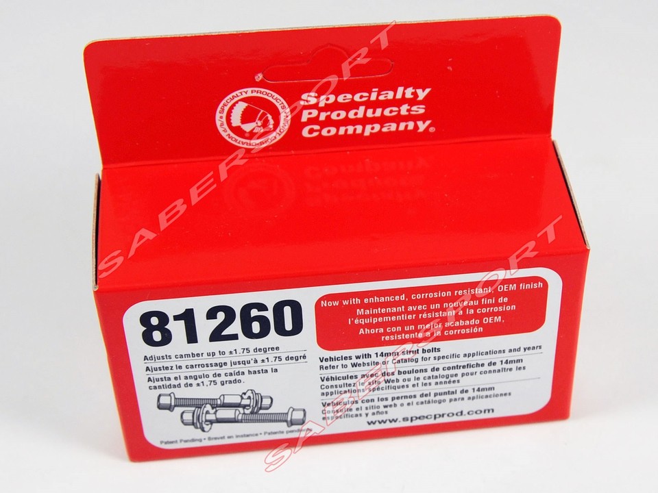 Pair SPC Peformance 81260 EZ Cam XR 14mm Adjustable Camber Bolts +/-1. ...
