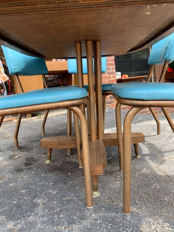 Vintage Mid Century Modern Formica Dining Table with Six Chairs | eBay