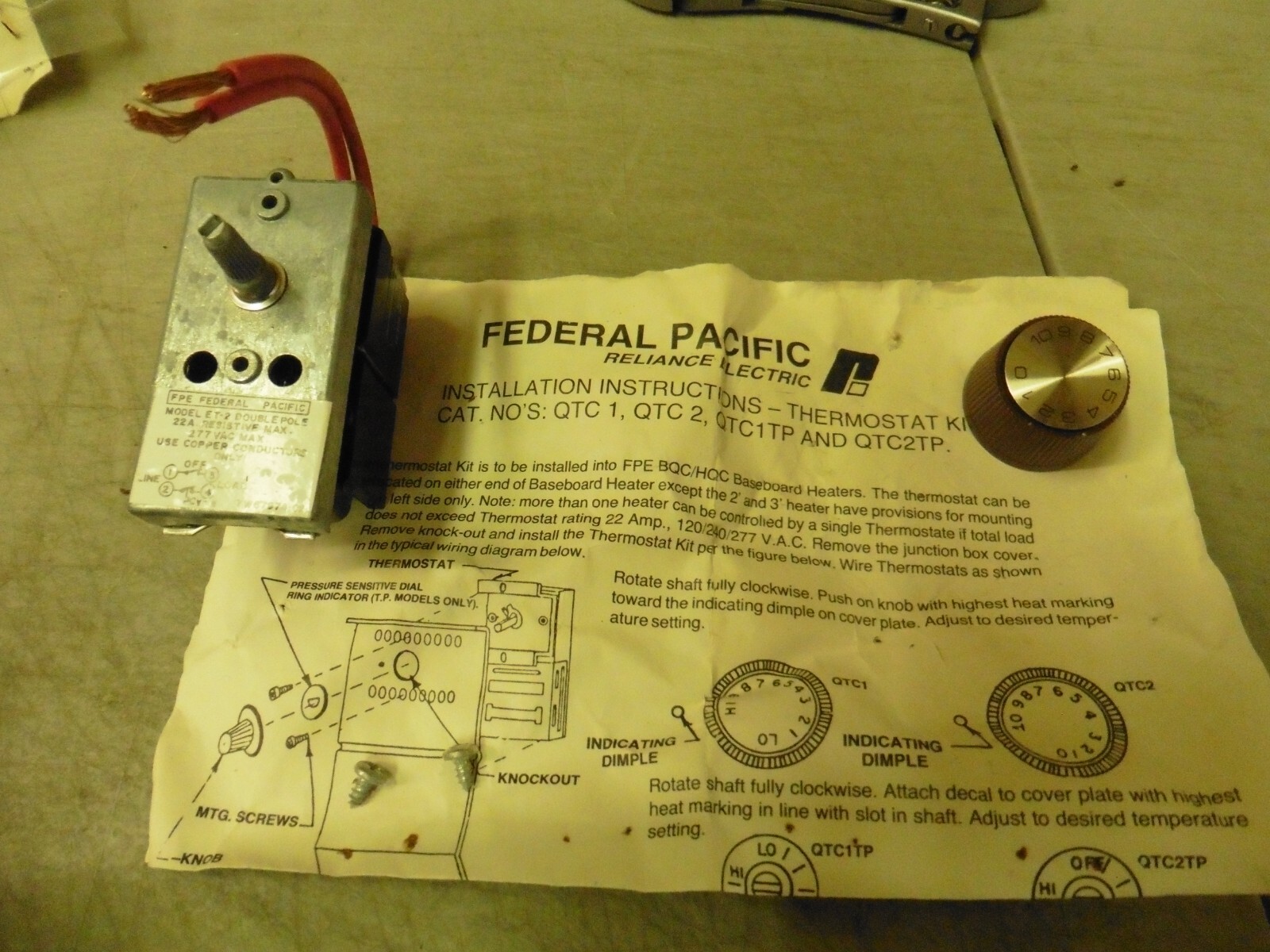 New Old stock Federal Pacific Reliance Electric ET-2 Double Pole ...