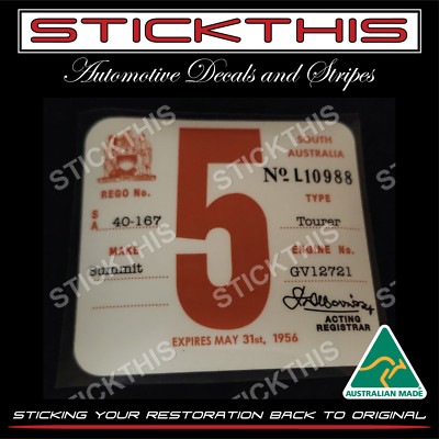 Reproduced Historic SA Rego Registration Label Decal Sticker 1931 ...