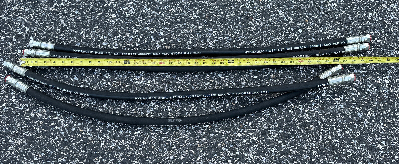 1/2 X 40 Inch Hydraulic Hose SAE 100 R2AT 4000 Psi Max W.P. Hydraulax ...