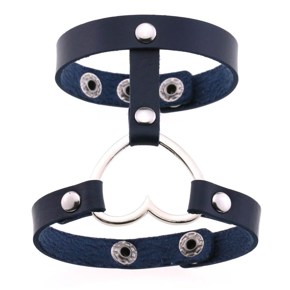 Punk Style Heart Linked Bracelet Double Circle Adjustable Bangle Wrist ...