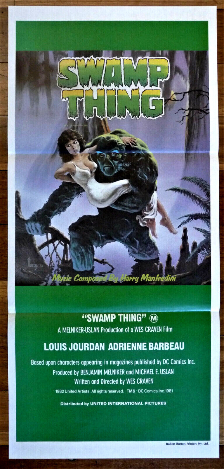 SWAMP THING Original 1982 Australian Daybill Horror Movie Poster Louis ...