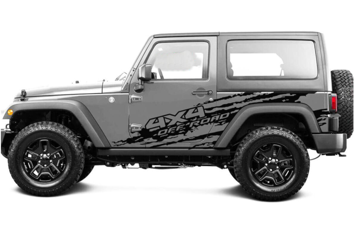 Graphics Mud Splash Car Sticker For Jeep Wrangler 2 Door 4X4 Off Road ...